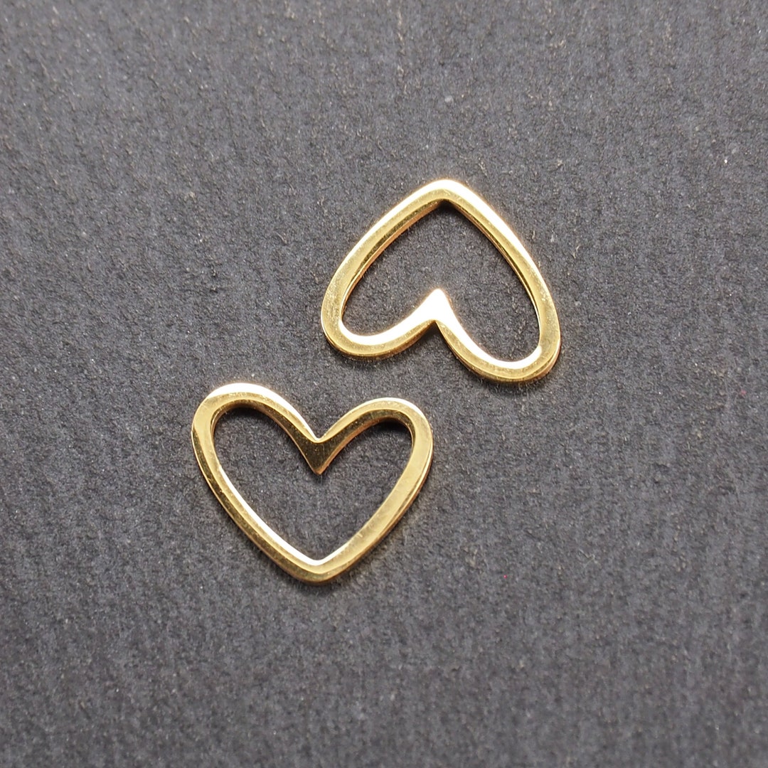 2 Heart Connectors, Pendants, Surgical Stainless Steel, Gold, 10994 - Etsy