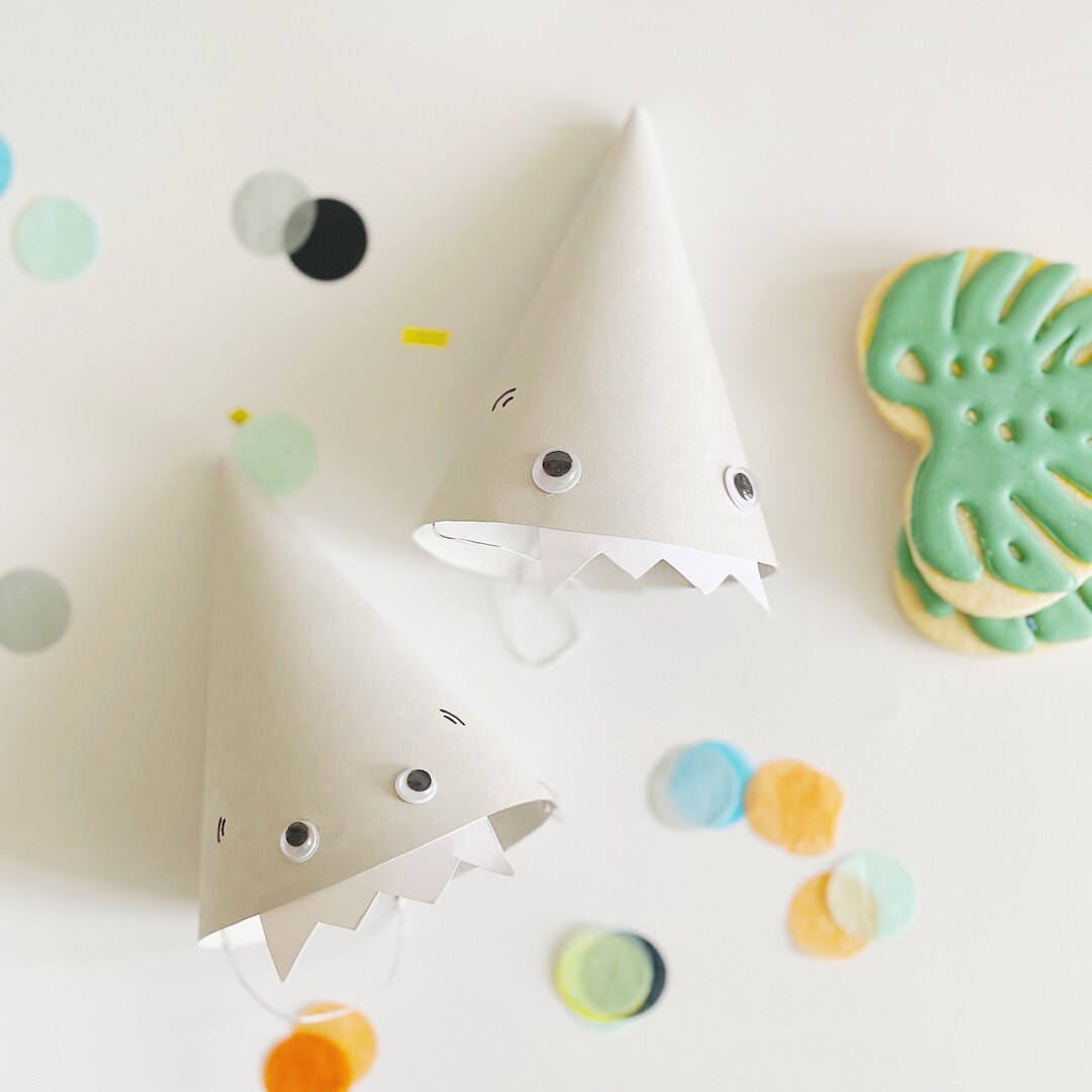 DIY Printable Shark Party Hats Instant Digital Download Shark Theme ...