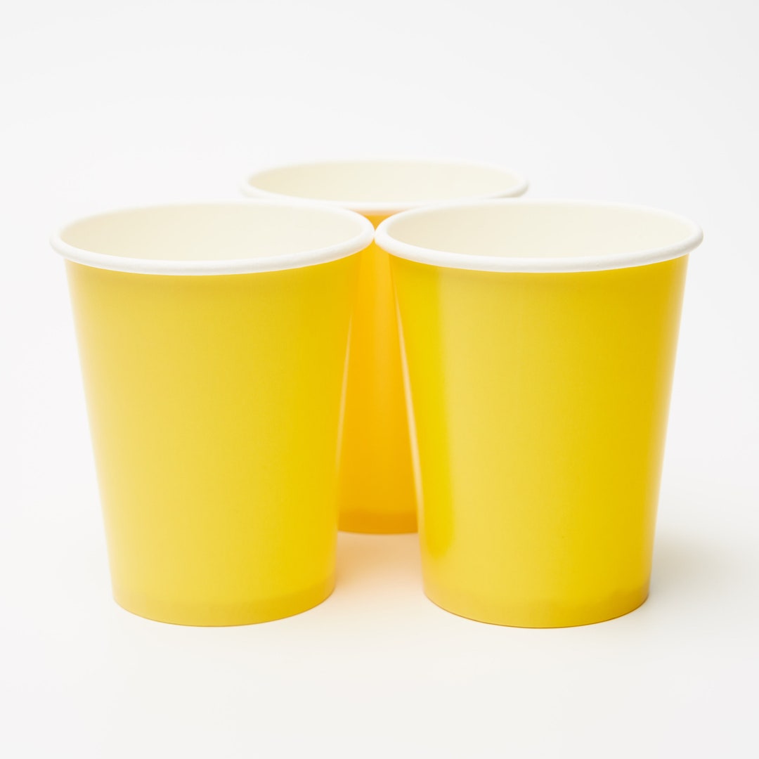 24 Count Matte Yellow Party Paper Cups | Construction Theme Party Decor ...