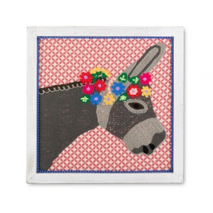 Decorative Embroidered Fabric Wall Art Boho Kids Room Decor Cow Donkey ...