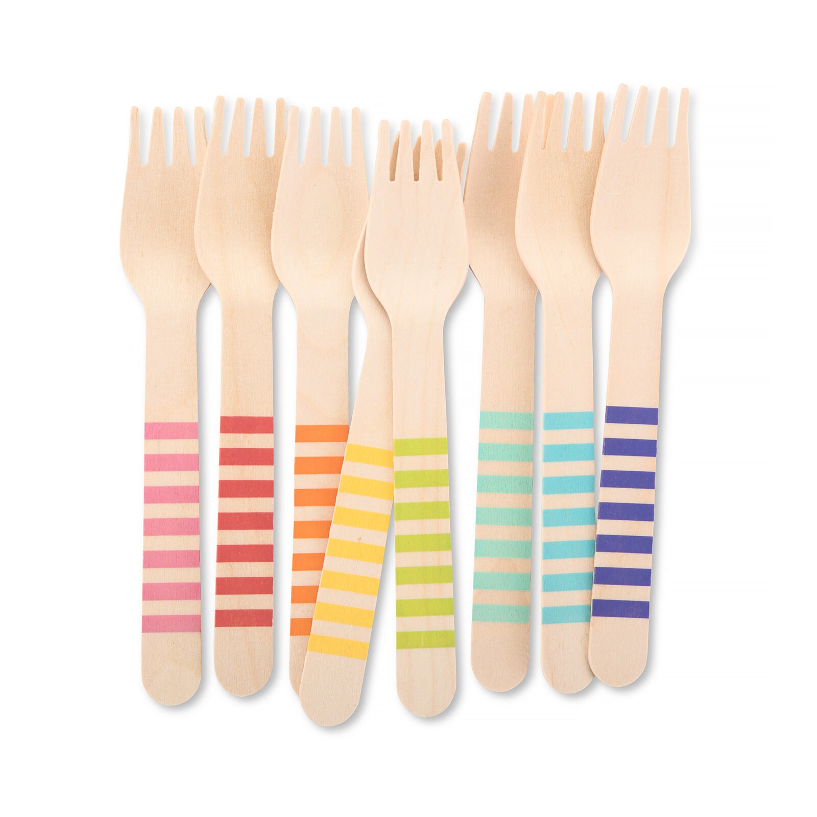 Disposable Wooden Party Utensils Rainbow Stripe Forks and | Etsy