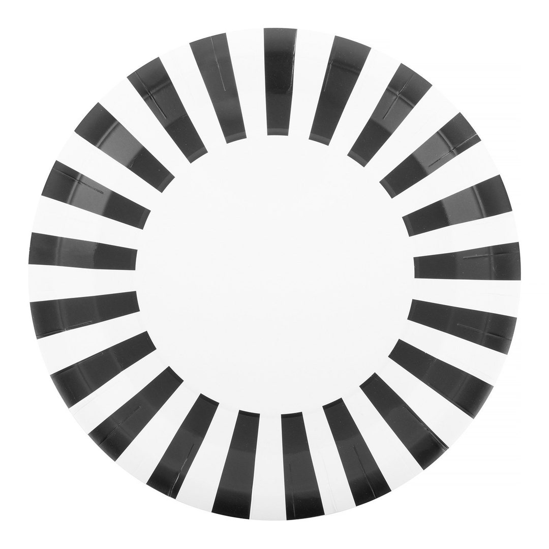 Black White Stripe Paper Plate | Modern Kids Party Decor | Birthday ...