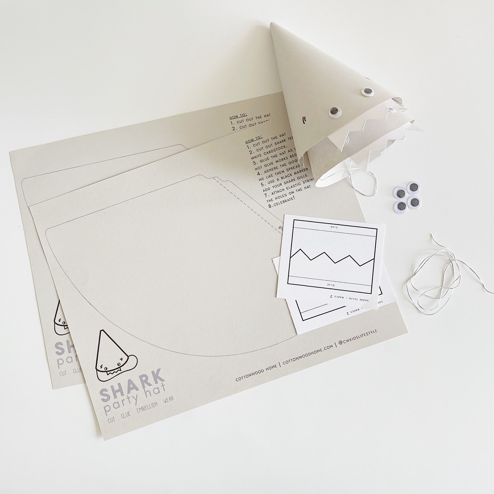 DIY Printable Shark Party Hats Instant Digital Download | Etsy