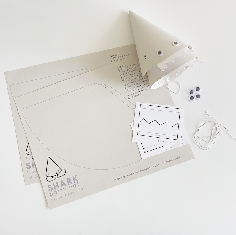 DIY Printable Shark Party Hats Instant Digital Download | Etsy