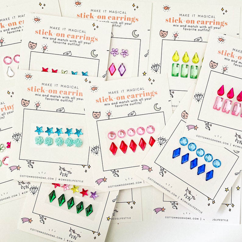 Kids Sticker Earring 6 Pack Princess Party Favor Bag - Etsy