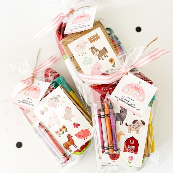 Pink Farm Theme Kids Party Favor Farm Animal Kids Birthday - Etsy