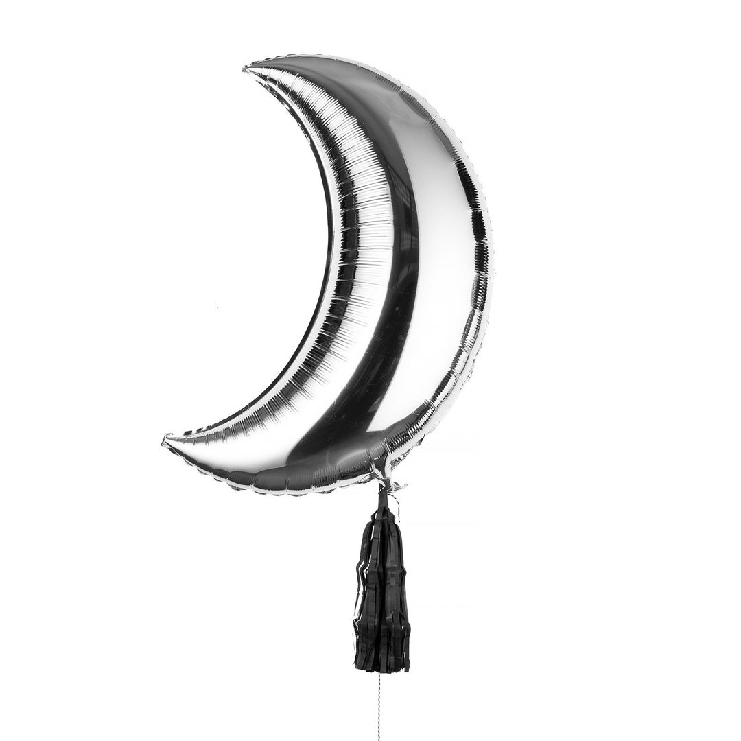 Mylar Silver Moon Balloon With Tassel. Outer Space Astrology Stars and ...