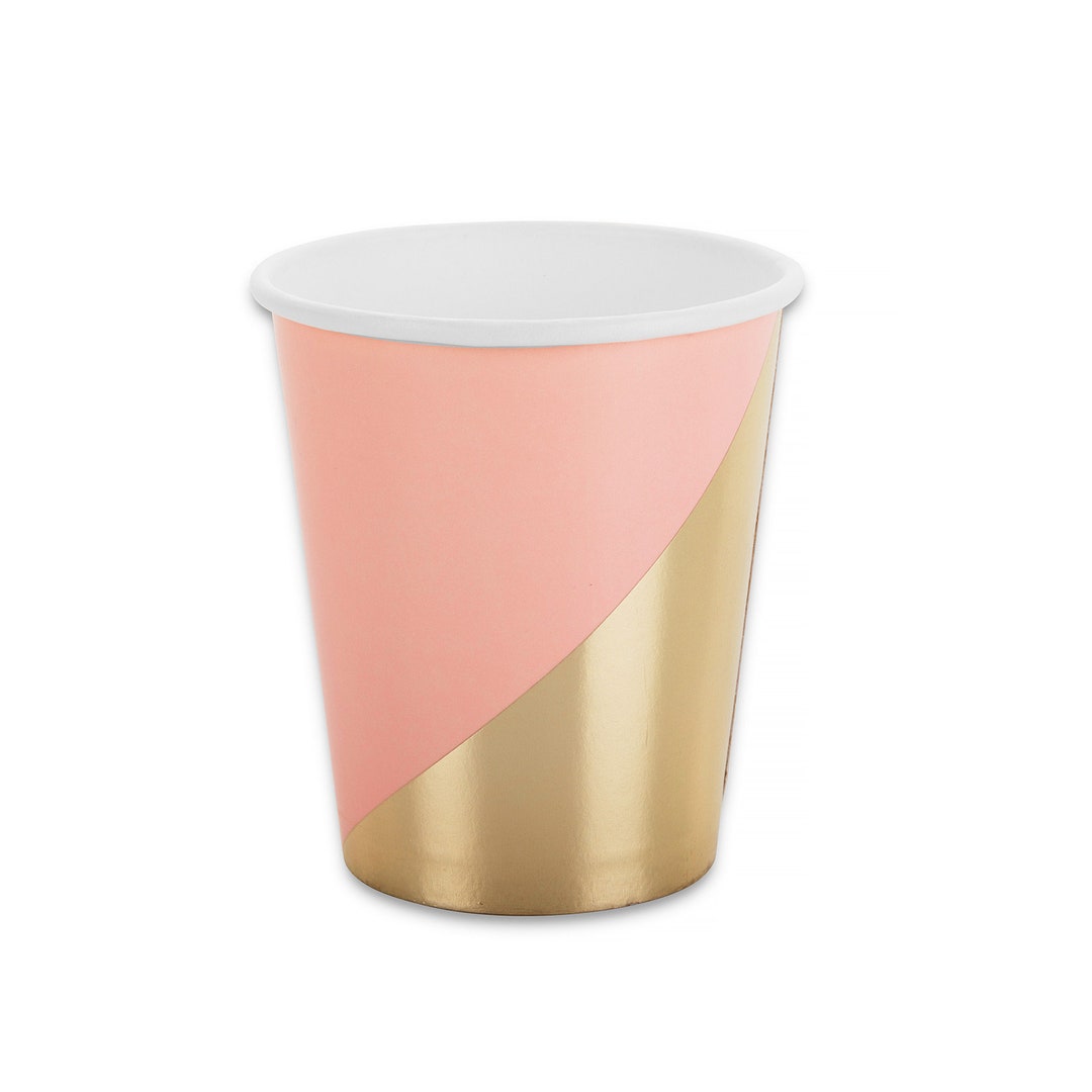 32 Count Blush Gold Paper Cups | Pink Kids Birthday Party Decor ...