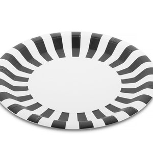 Black White Stripe Paper Plate | Modern Kids Party Decor | Birthday ...