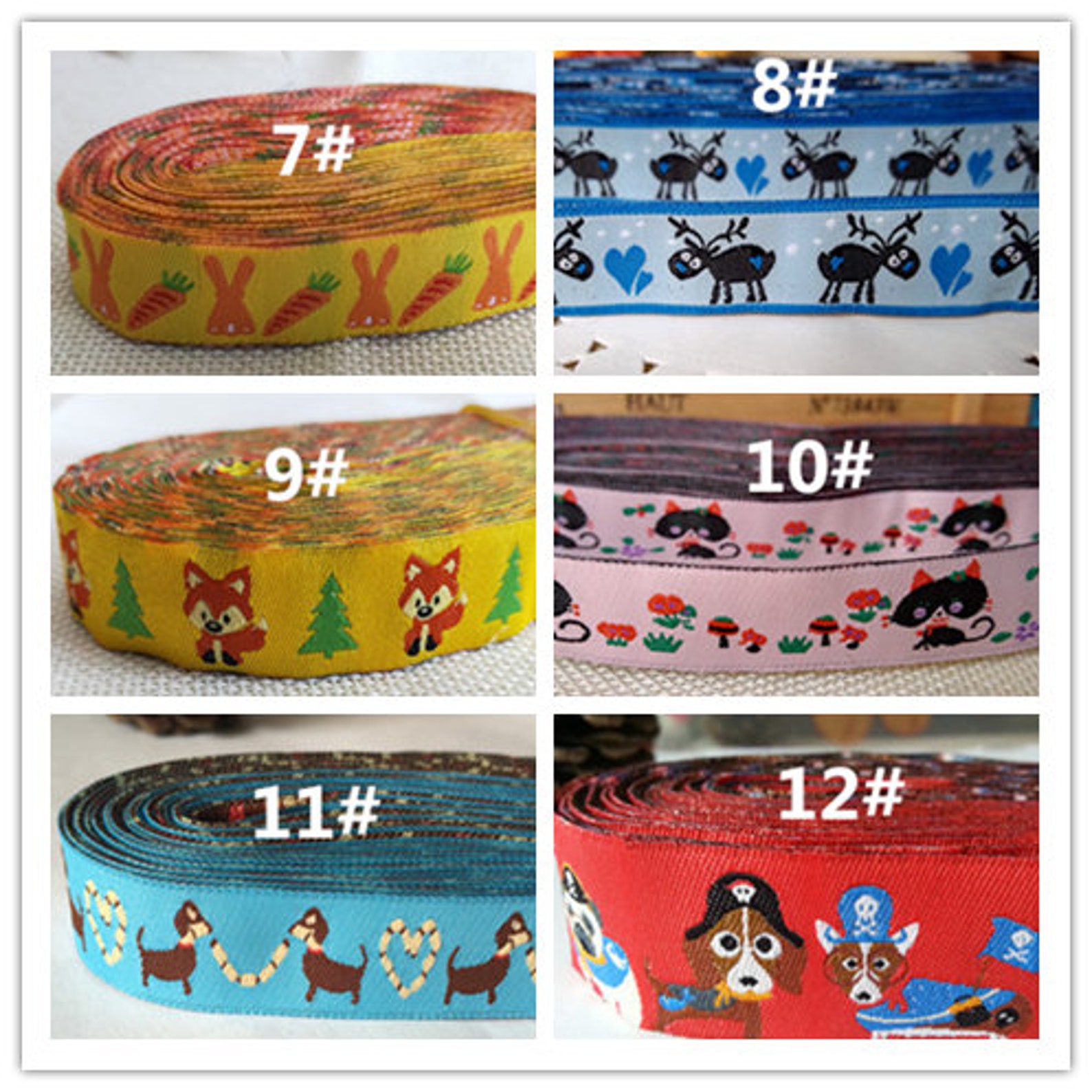 Woven Ribbon Jacquard Ribbon Dog Clip 26 Patterns Option - Etsy