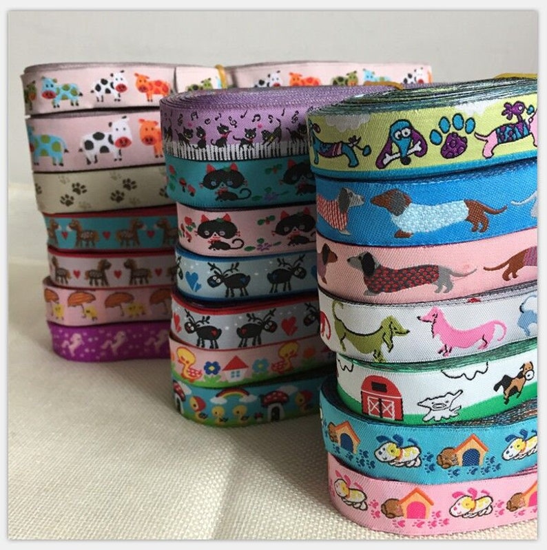 Woven Ribbon Jacquard Ribbon Dog Clip 26 Patterns Option - Etsy