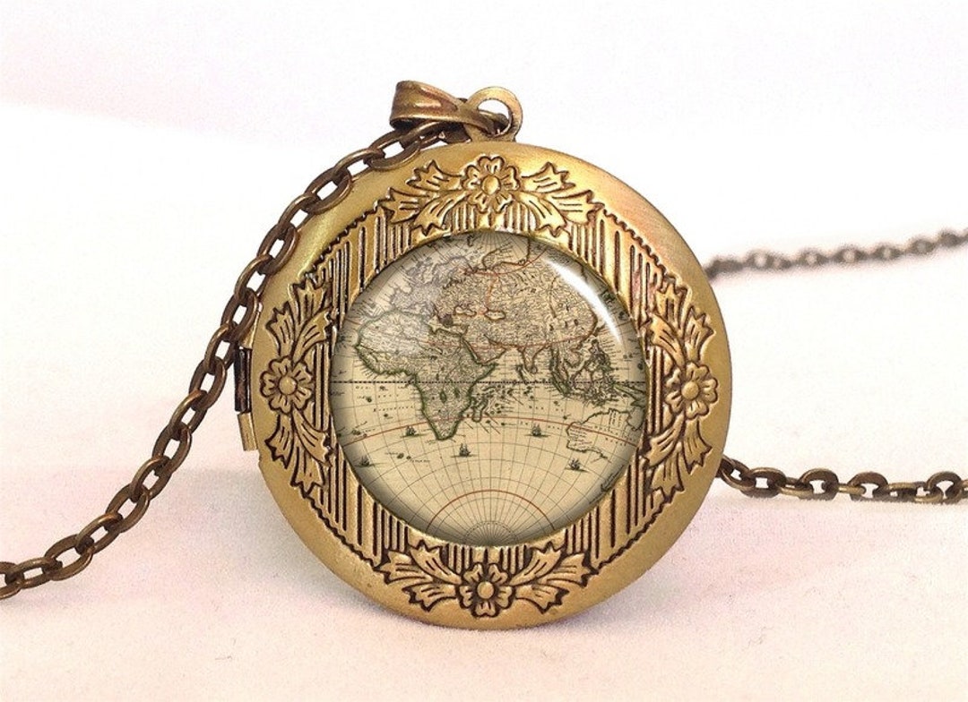 WORLD MAP Locket, 0196LPB - Etsy