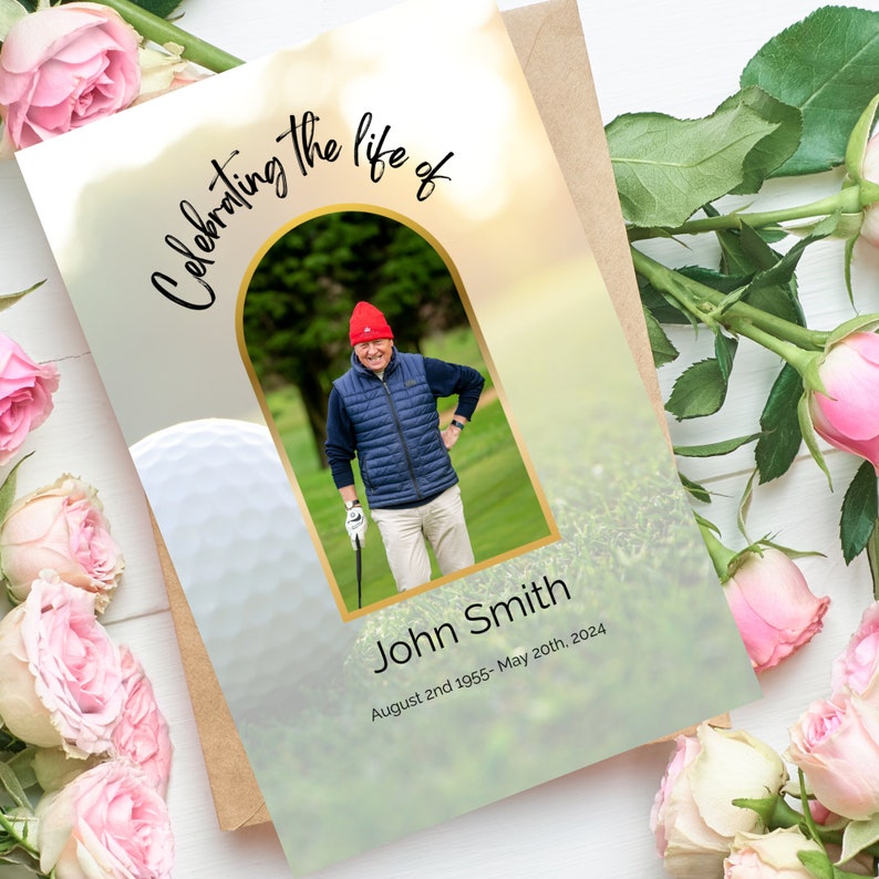 Editable Golf Themed Funeral Program Template, Printable Order of ...
