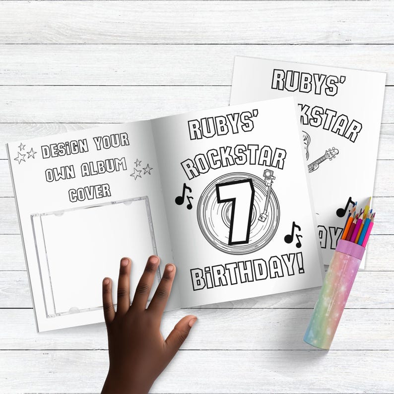 Rockstar Birthday Colouring Pages, Music Themed Kids Party Activity ...