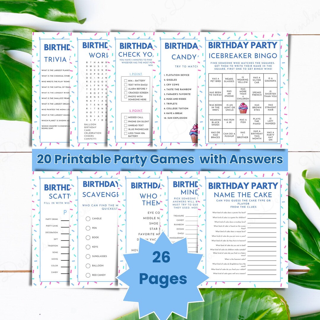 Birthday Party Games Bundle | Printable Icebreaker Games for Kids ...