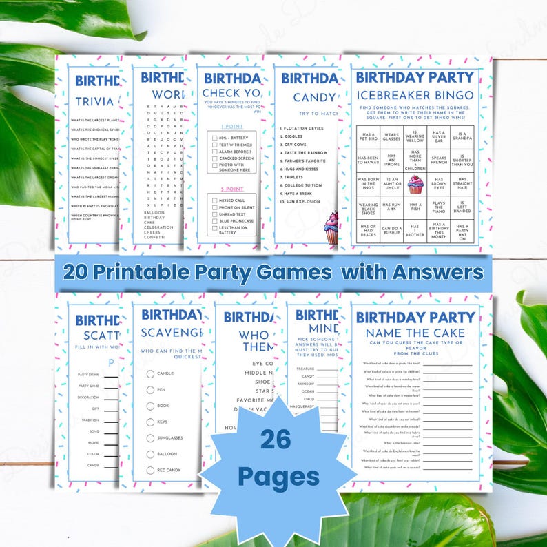 Birthday Party Games Bundle | Printable Icebreaker Games for Kids ...