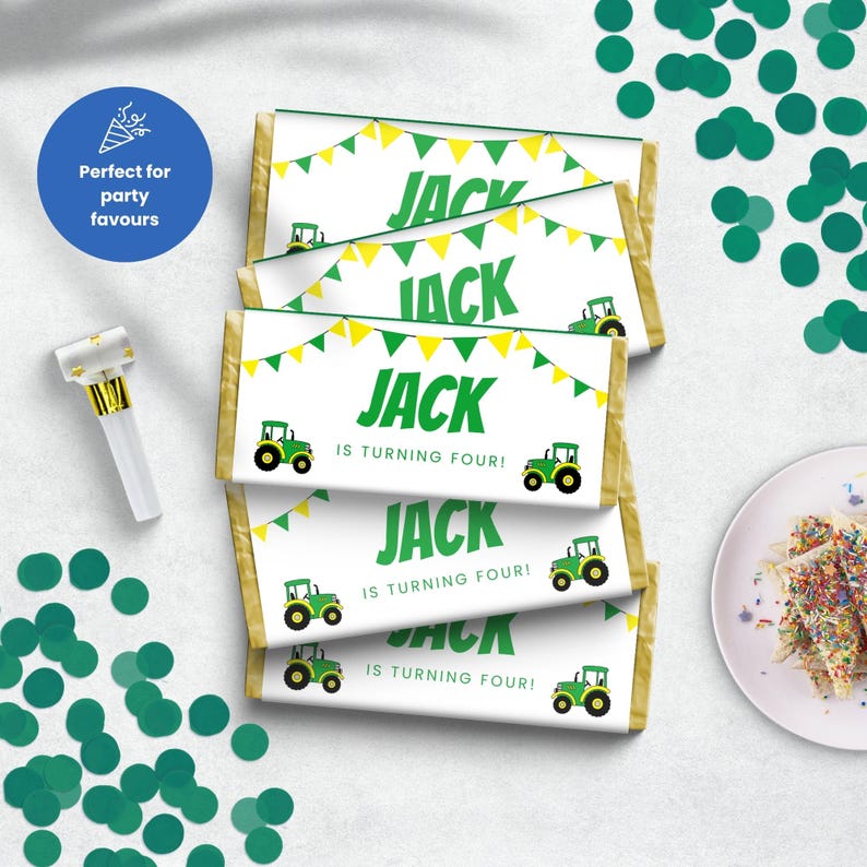 Green Tractor Candy Bar Wrapper Canva Template, Editable Farm Theme ...