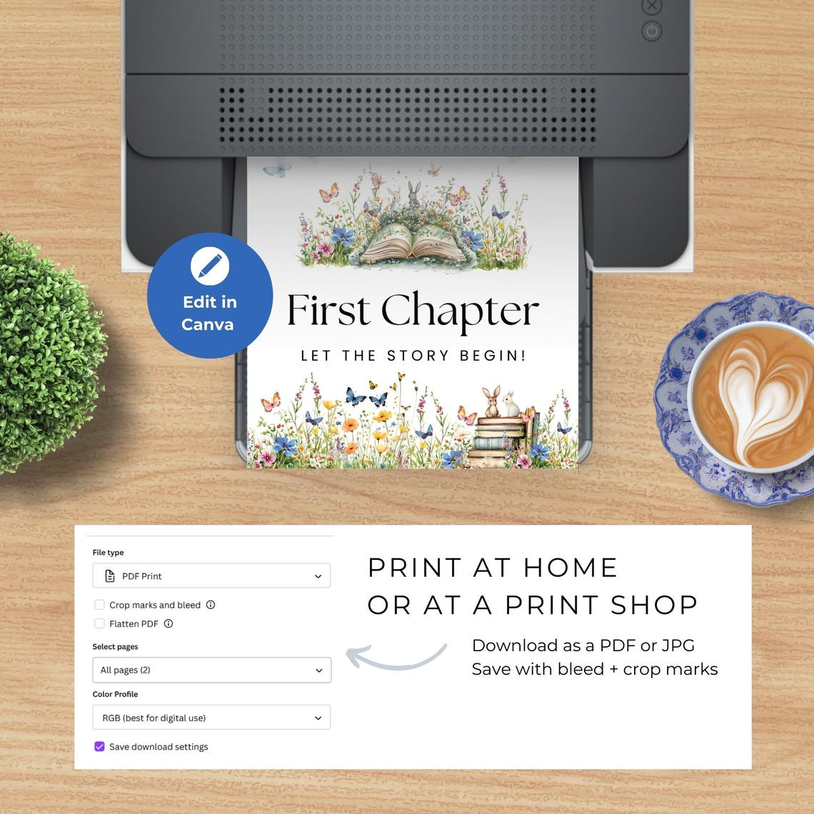 First Chapter Birthday Décor Party Signs Canva Template, Book Theme ...