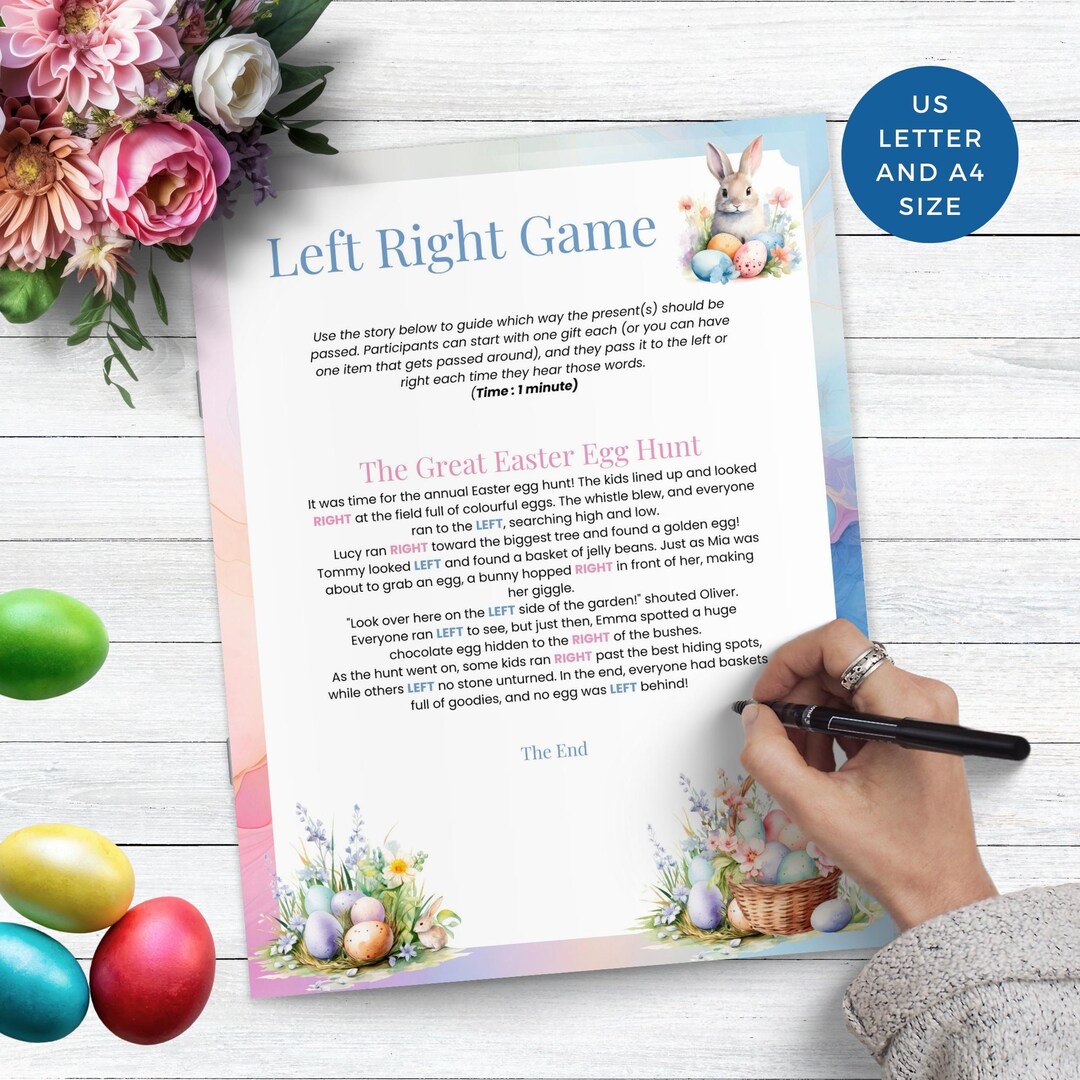 Left Right Easter Game Printable, Easter Egg Hunt Pass the Present ...