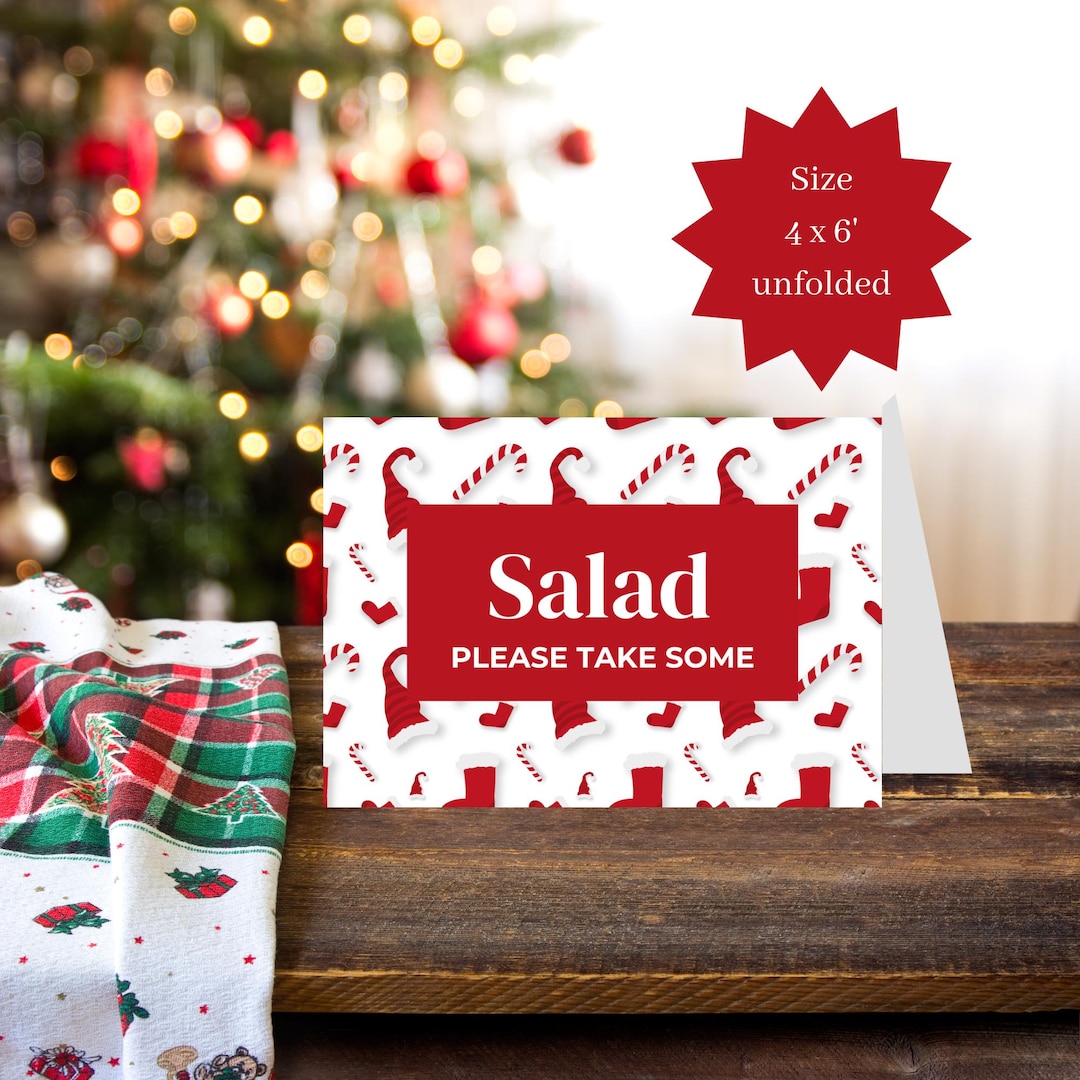 Candy Cane Christmas Food Tent Card Template, Printable Xmas Party ...