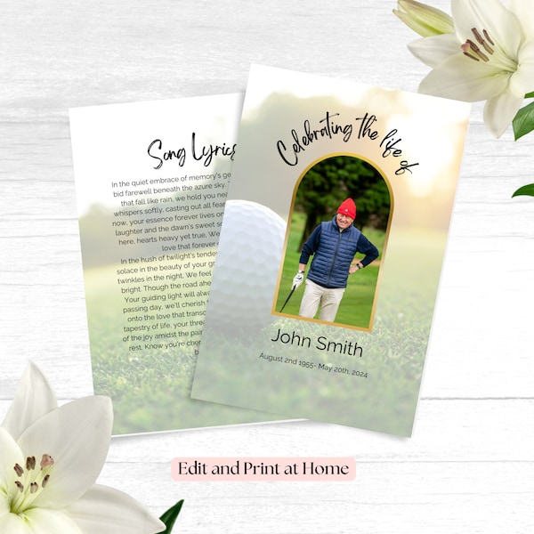 Memorial Service Program Golf Template - Etsy