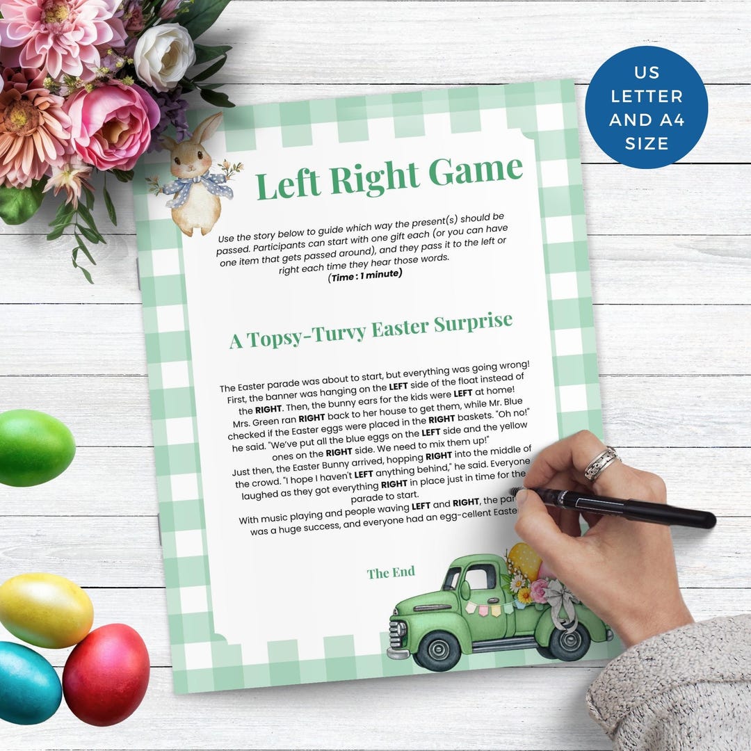 Left Right Easter Game Printable, Pass the Present Activity, Holiday ...