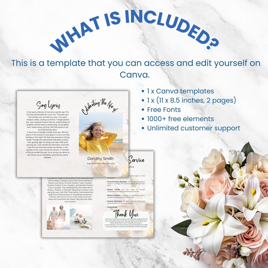 Editable Funeral Program Template With Sea Shells, Printable Order of ...