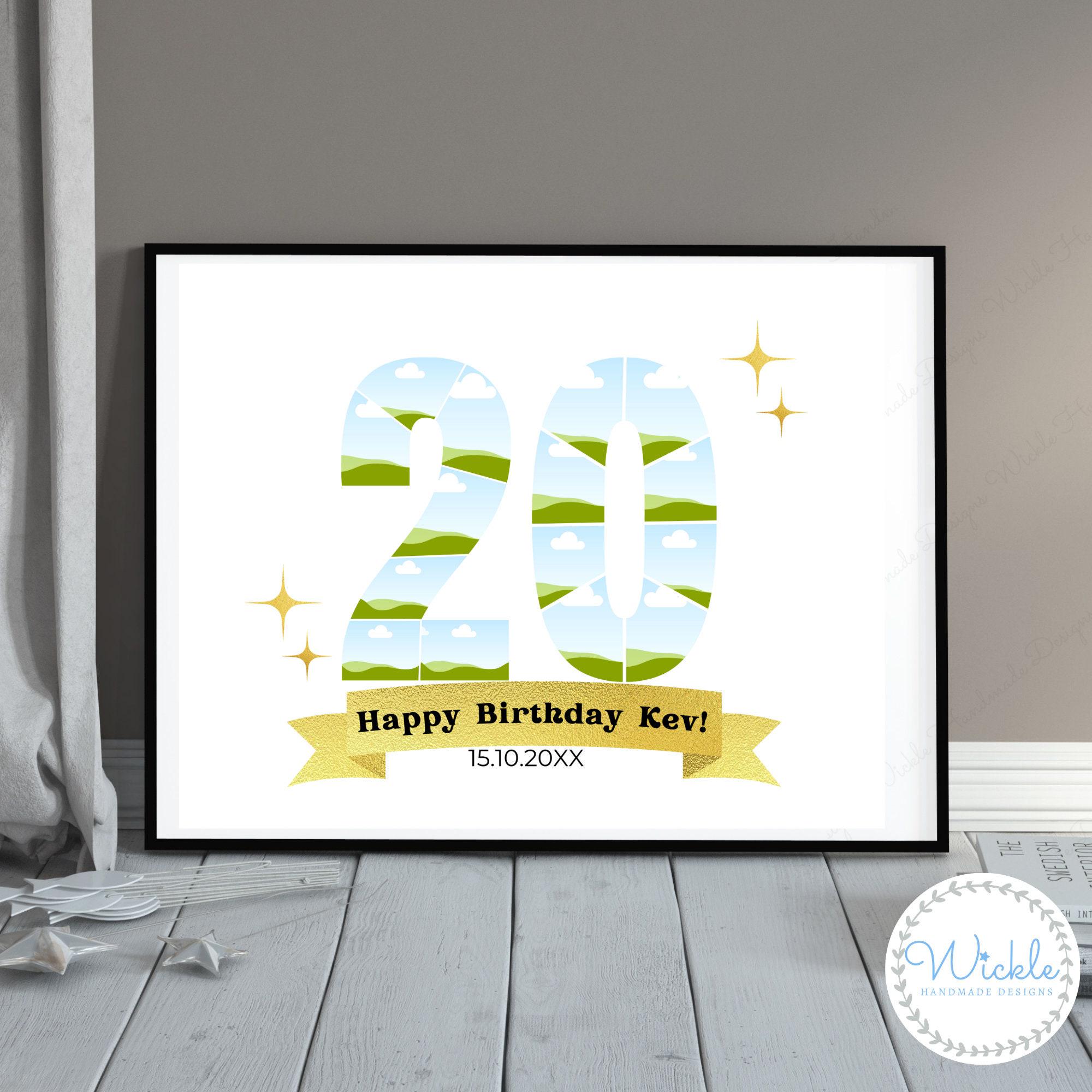 Customisable 20th Birthday Photo Collage Milestone Poster, Personalised ...