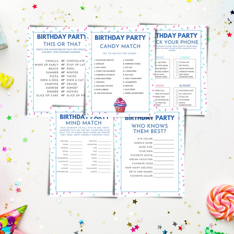 Birthday Party Games Bundle Printable Icebreaker Games for Kids & Teens ...