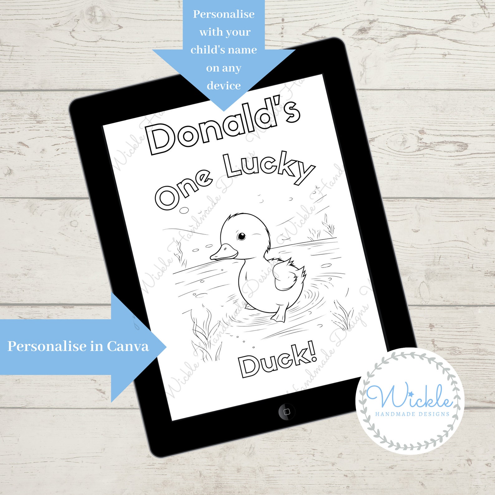 One Lucky Duck Editable Canva Colouring Page Template, Duck Party ...