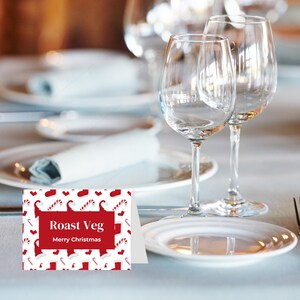 Candy Cane Christmas Food Tent Card Template, Printable Xmas Party ...