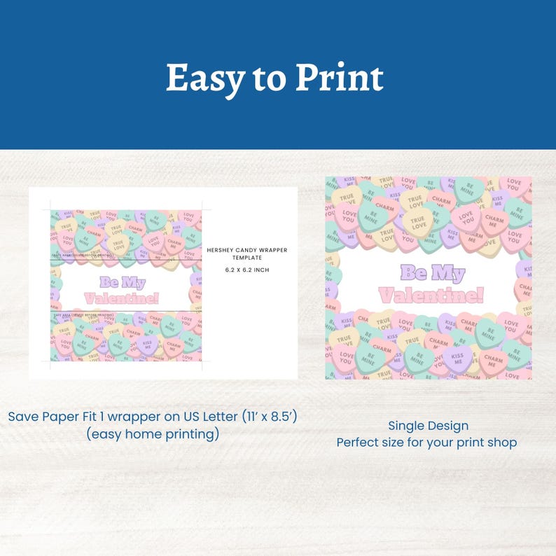 Editable Pastel Conversation Hearts Chocolate Wrapper Template, Candy ...
