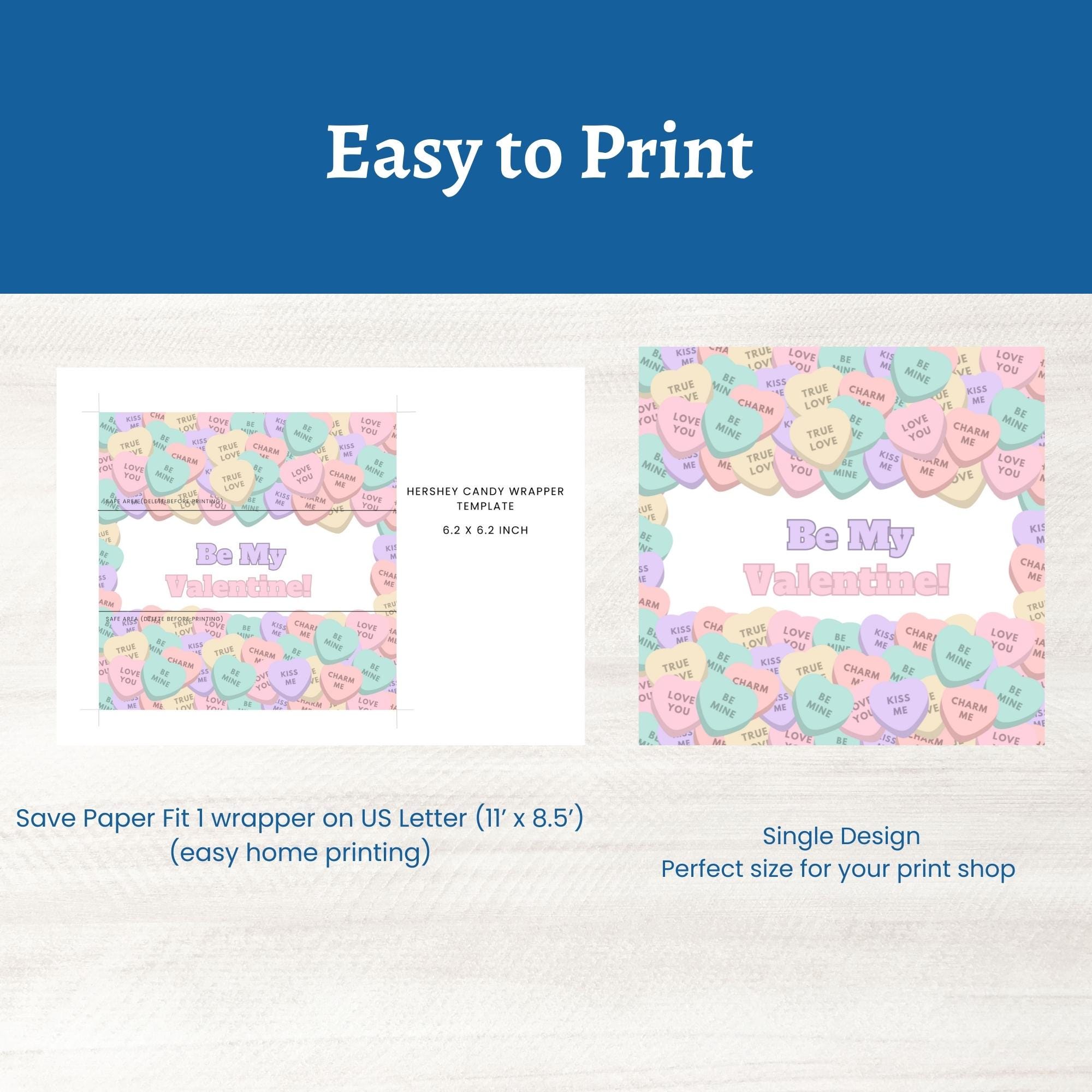 Editable Pastel Conversation Hearts Chocolate Wrapper Template, Candy ...