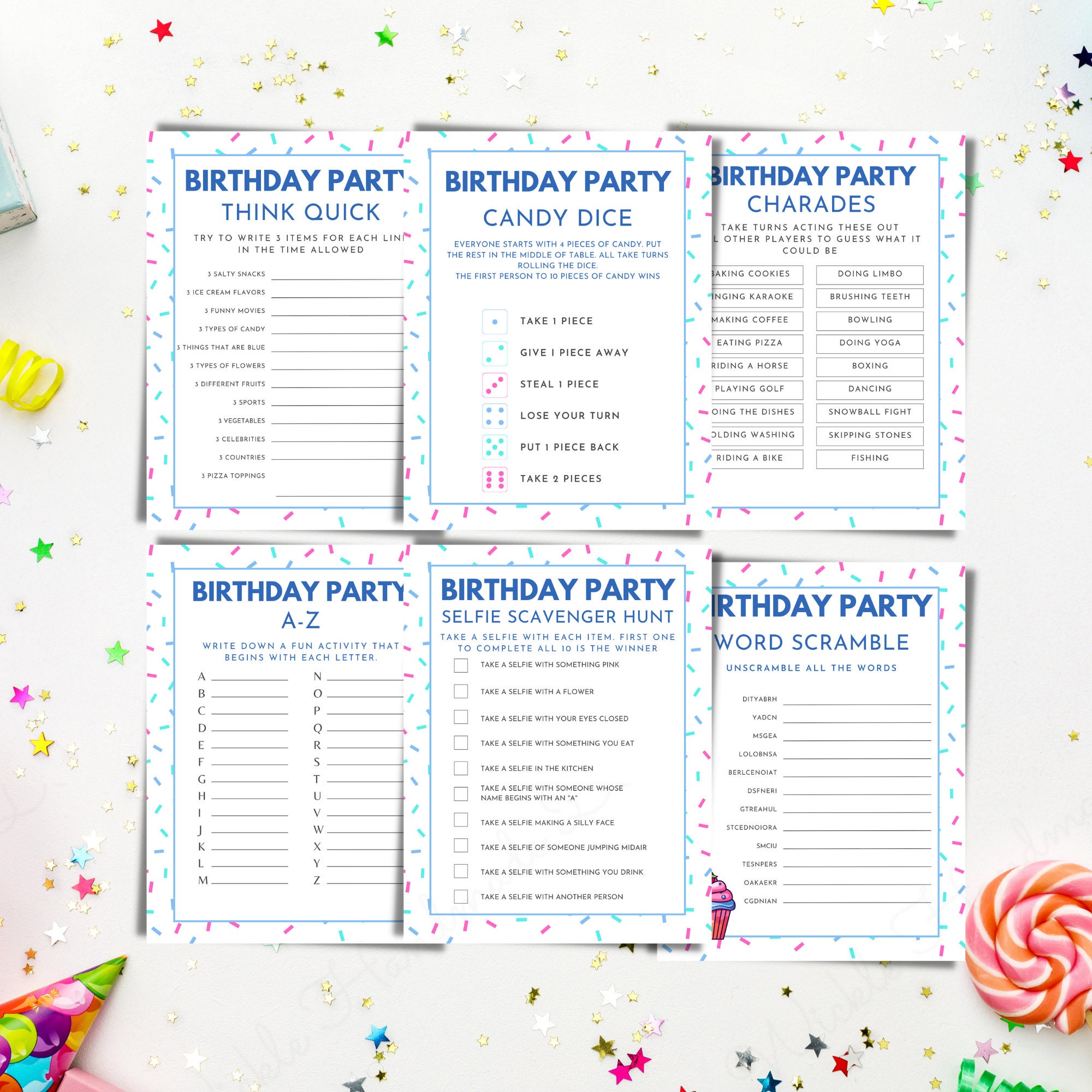 Birthday Party Games Bundle Printable Icebreaker Games for Kids & Teens ...