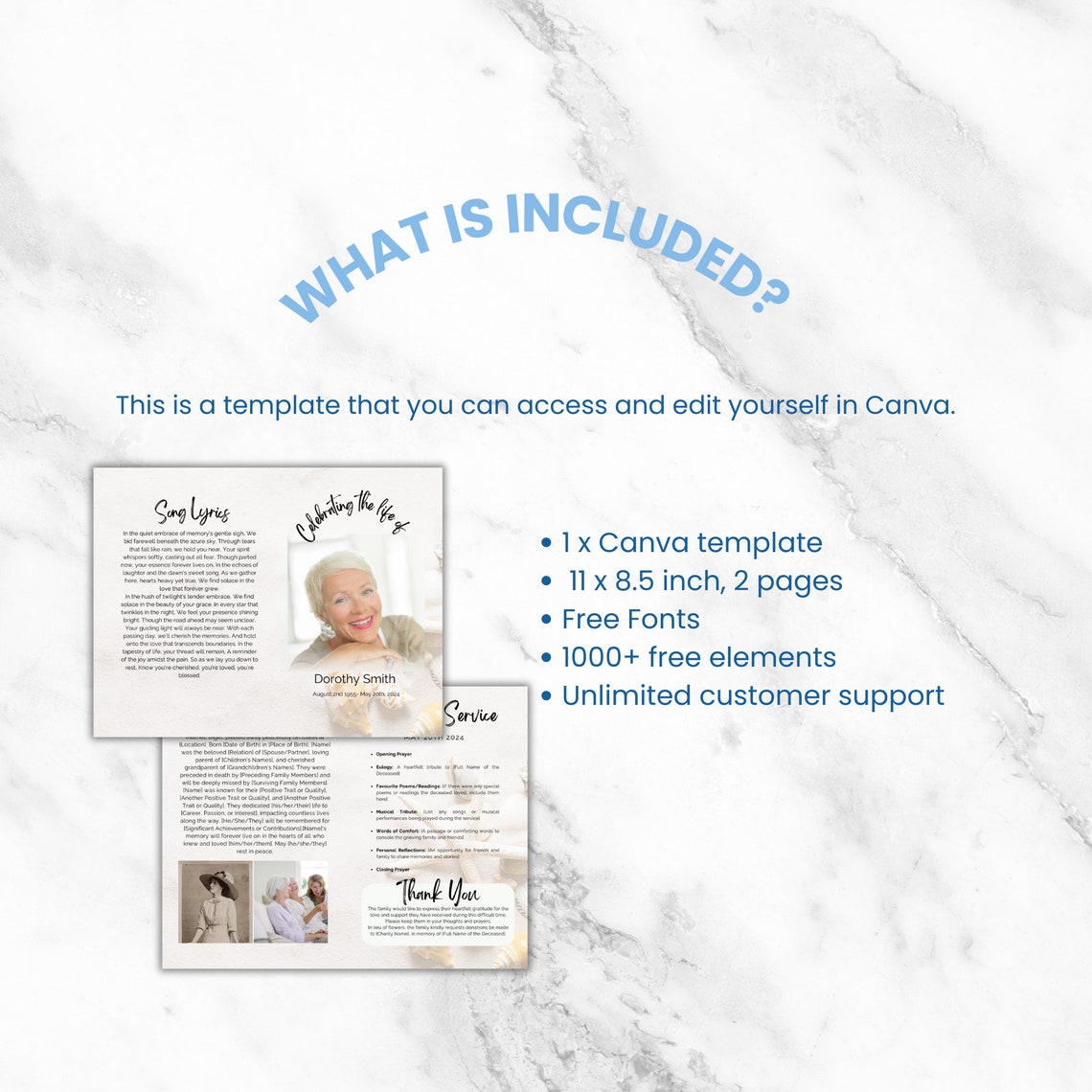 Editable Funeral Program Template With Sea Shells, Printable Order of ...