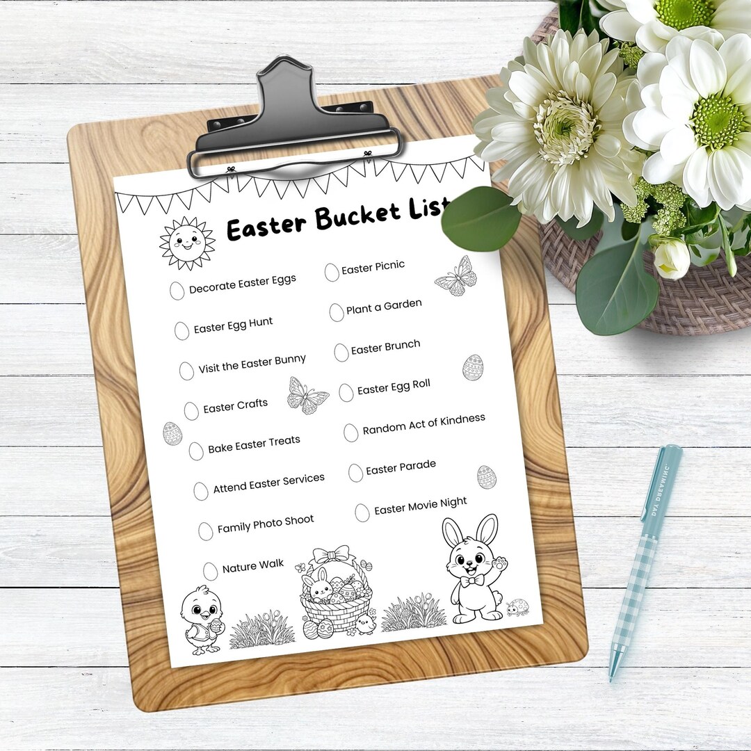 Editable Colouring in Easter Bucket List for Kids and Families ...