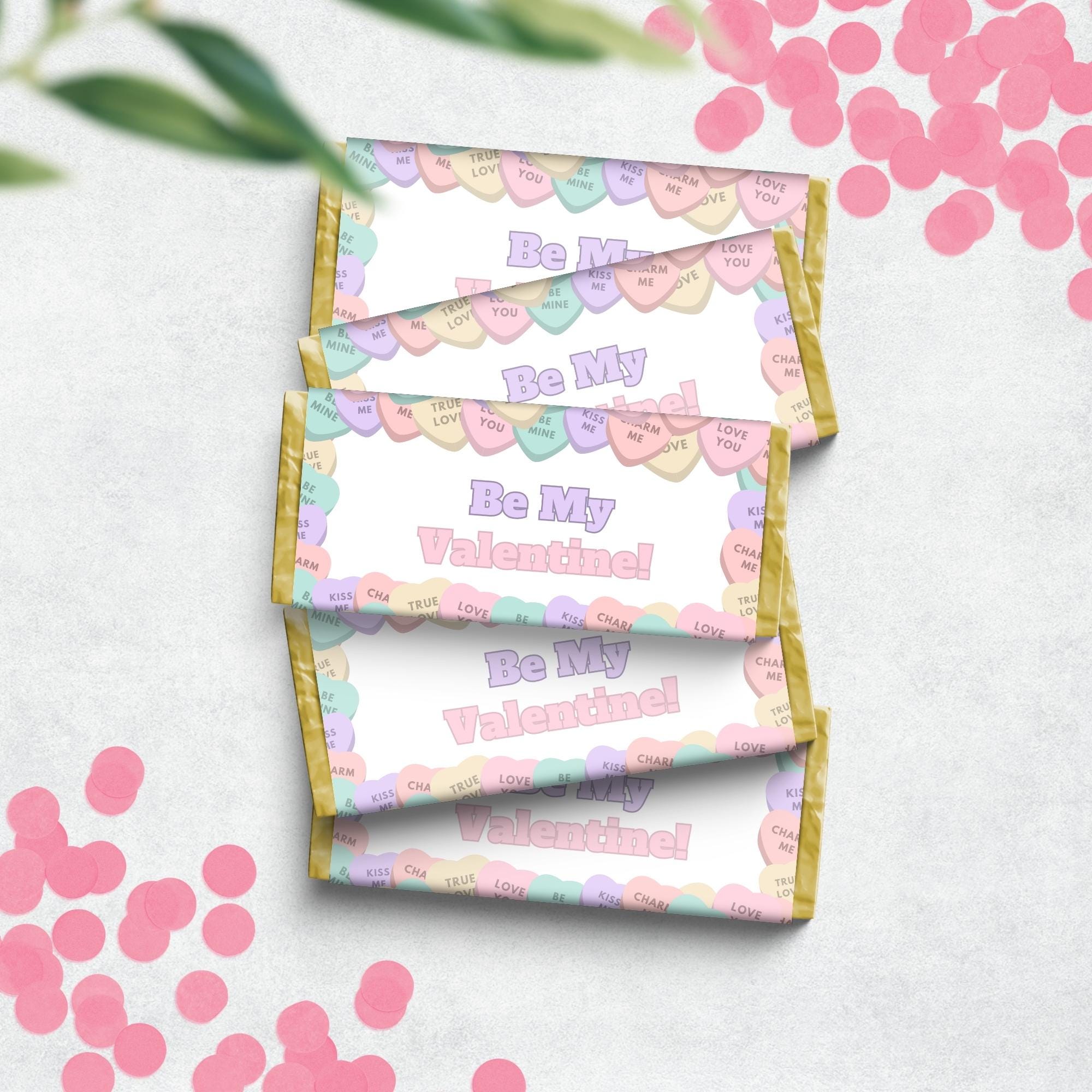 Editable Pastel Conversation Hearts Chocolate Wrapper Template, Candy ...