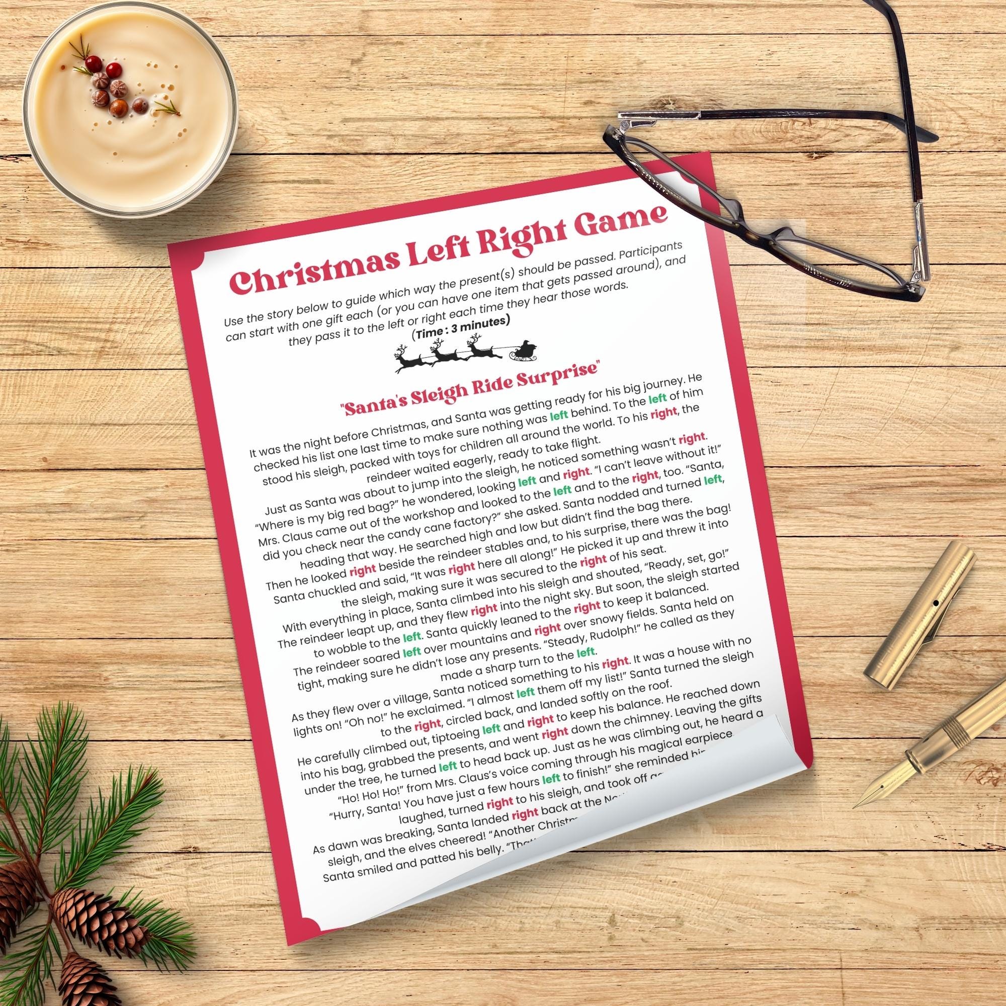 Santa Left Right Christmas Game Printable, Pass the Present Activity ...