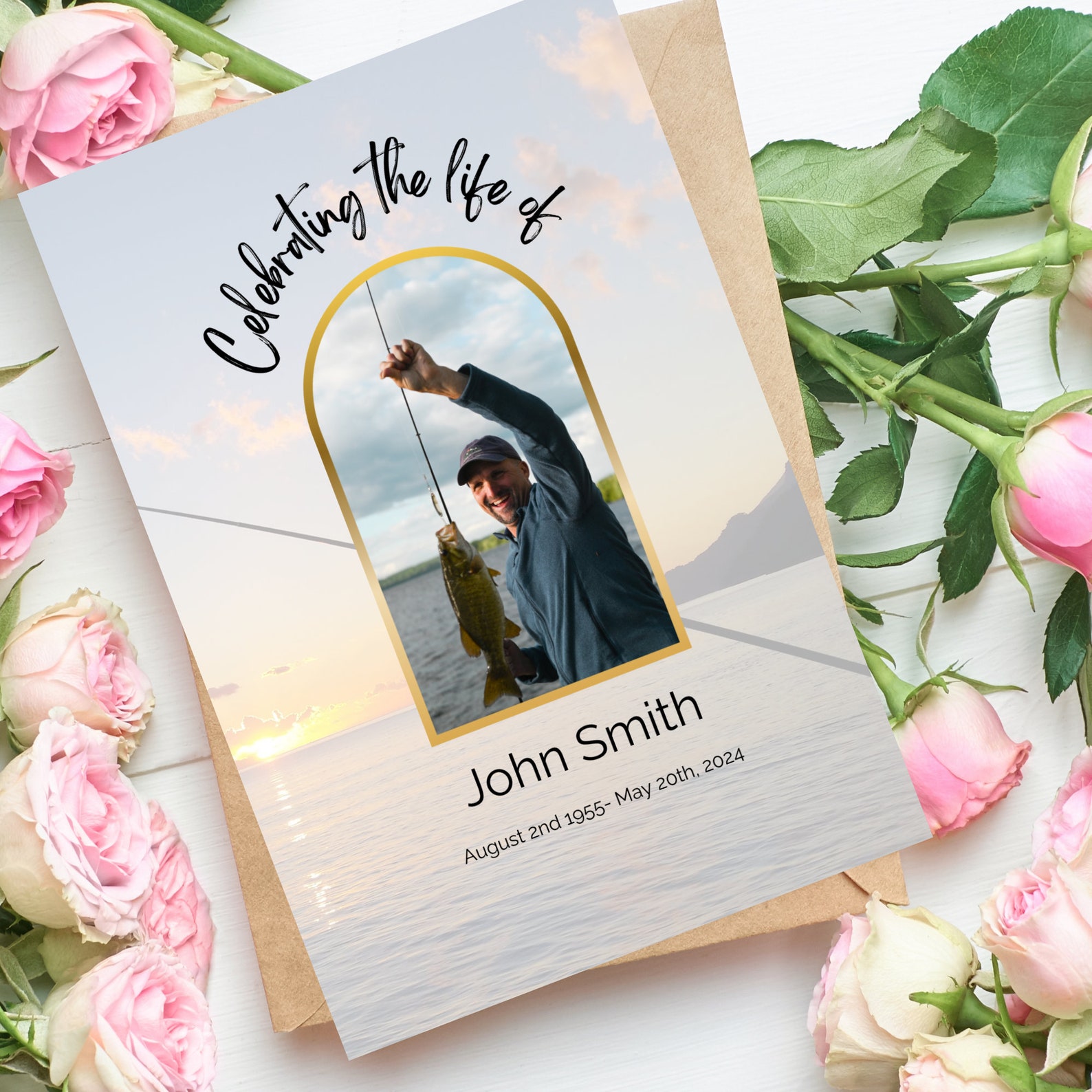 Editable Fishing Themed Funeral Program Template, Printable Order of ...