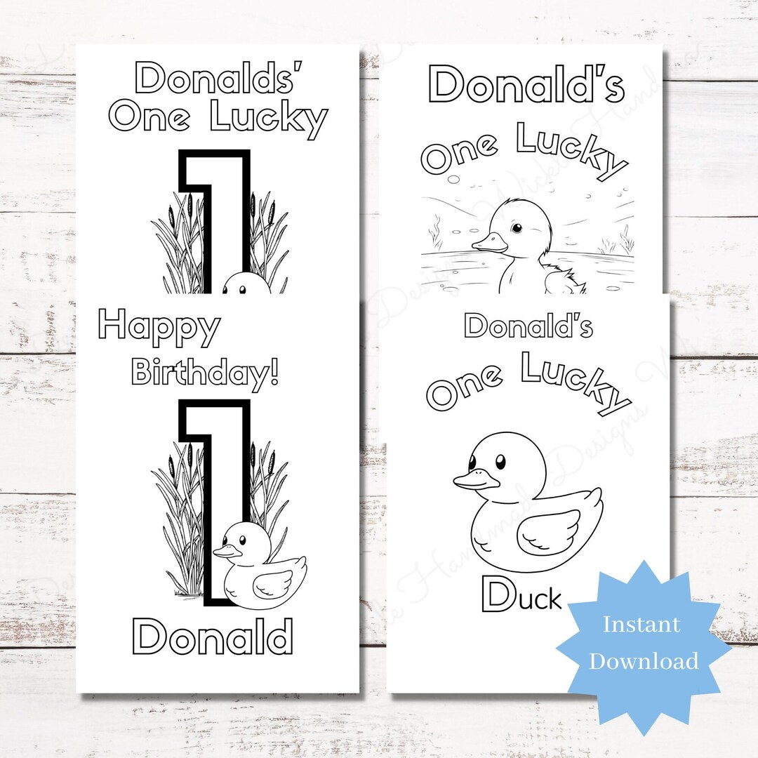 One Lucky Duck Editable Canva Colouring Page Template, Duck Party ...
