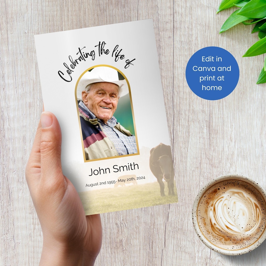 Editable Western Cattle Funeral Program Template, Ranch Printable Order ...