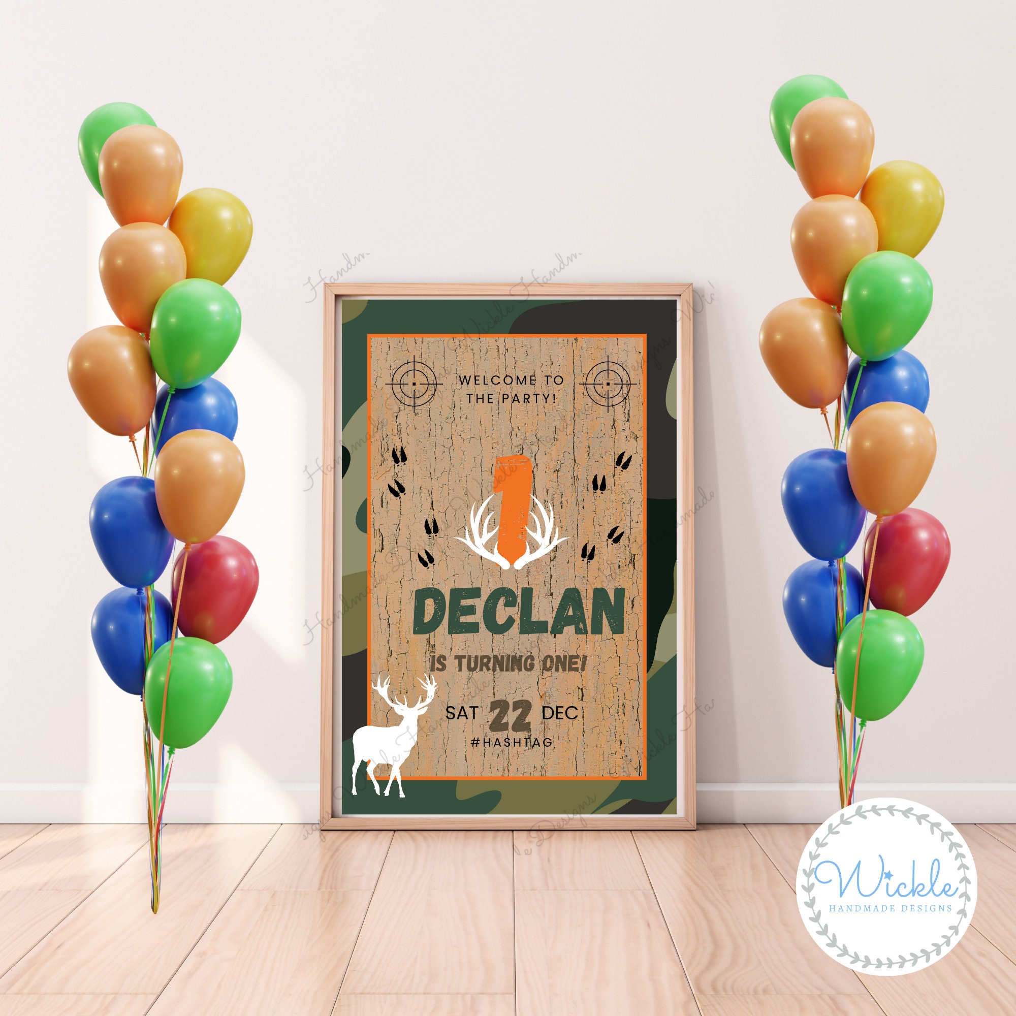 Editable Hunting Birthday Welcome Sign Canva Template, Personalised ...