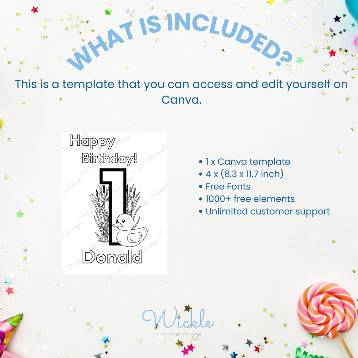 One Lucky Duck Editable Canva Colouring Page Template, Duck Party ...