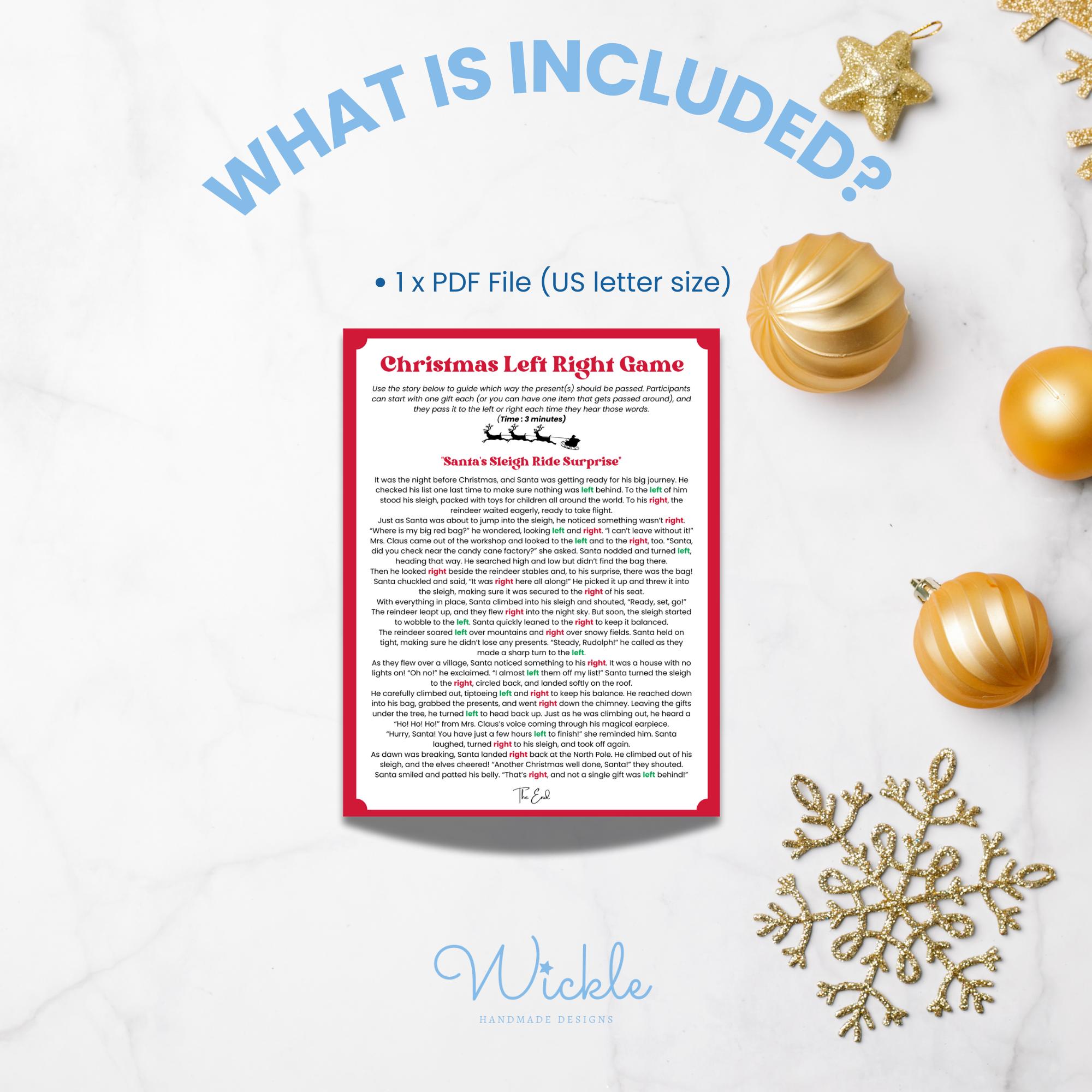 Santa Left Right Christmas Game Printable, Pass the Present Activity ...