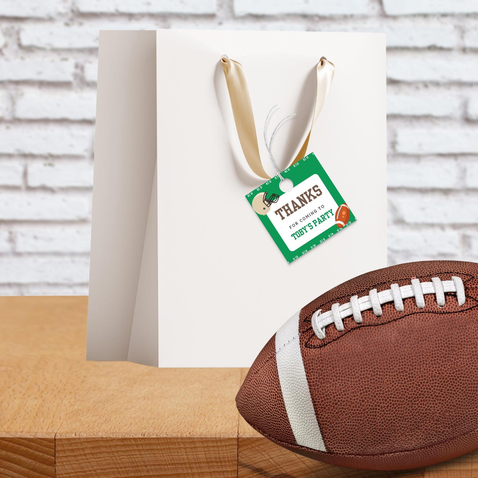 First Down Birthday Thank You Tag Template, Personalised Football One ...