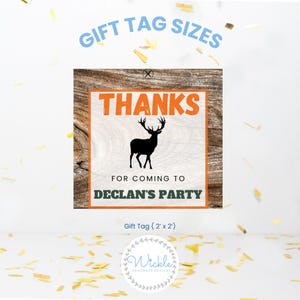 Editable Hunting Birthday Thank You Tag Canva Template, Personalised ...