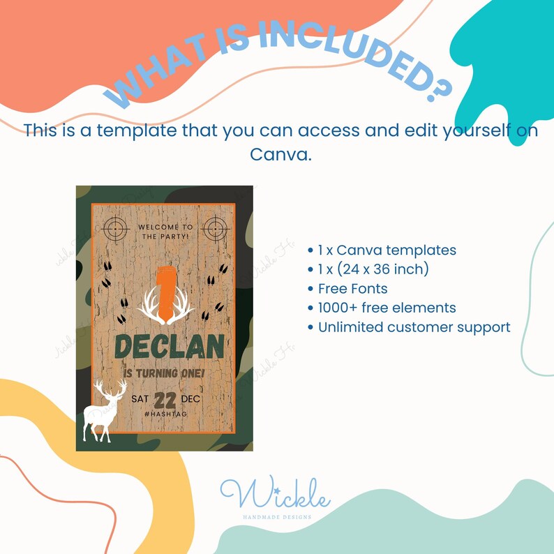 Editable Hunting Birthday Welcome Sign Canva Template, Personalised ...