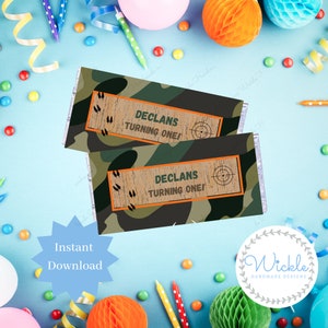 Editable Hunting Birthday Hershey Chocolate Bar Wrapper Canva Template ...