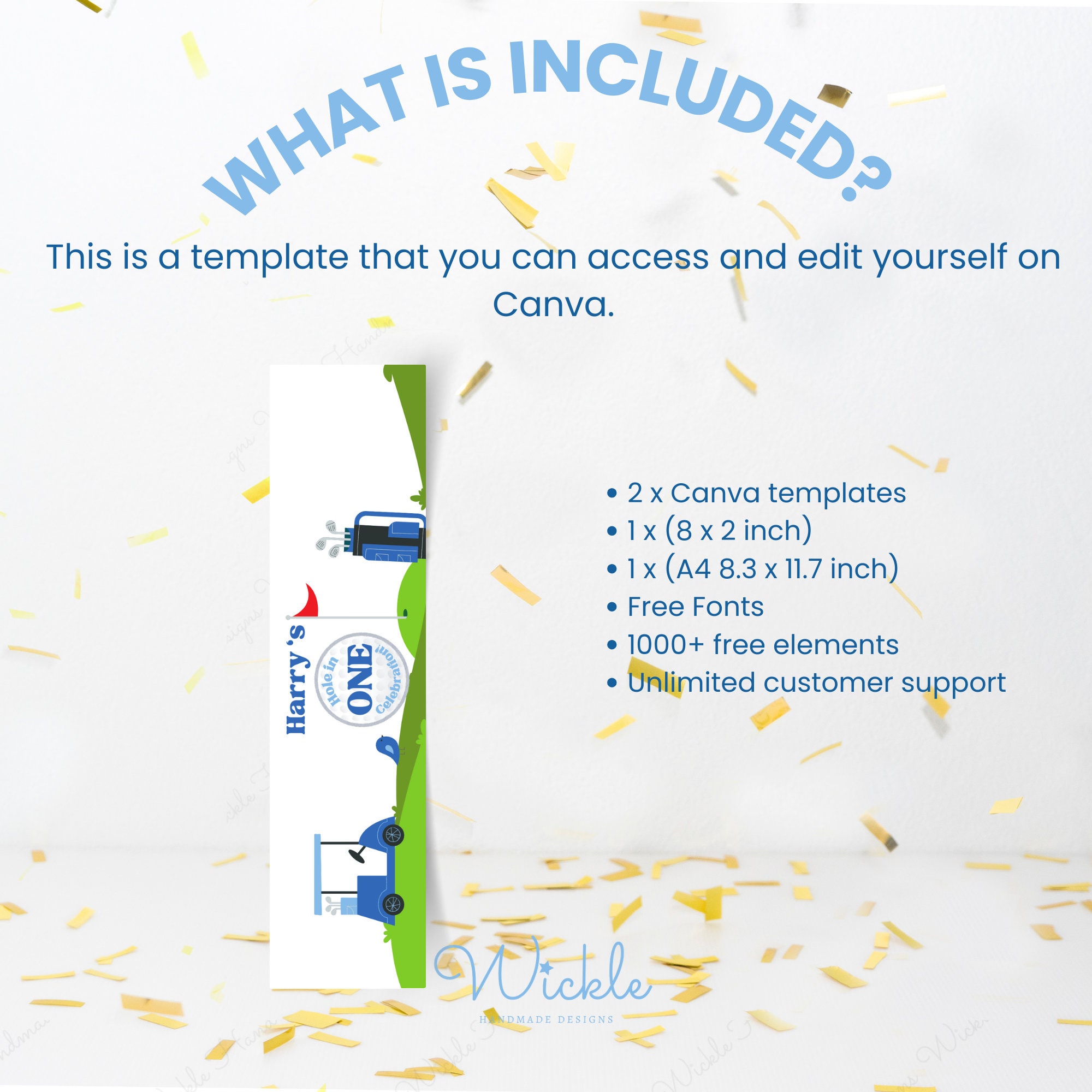 Editable Hole in One Birthday Water Bottle Label Canva Template for One ...