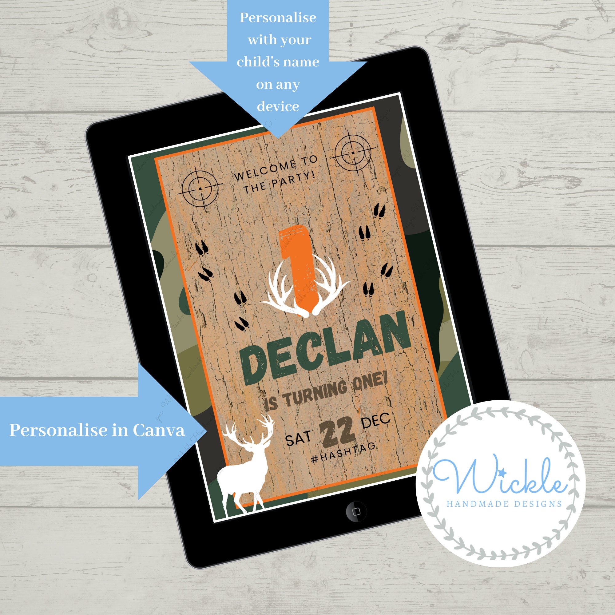 Editable Hunting Birthday Welcome Sign Canva Template, Personalised ...